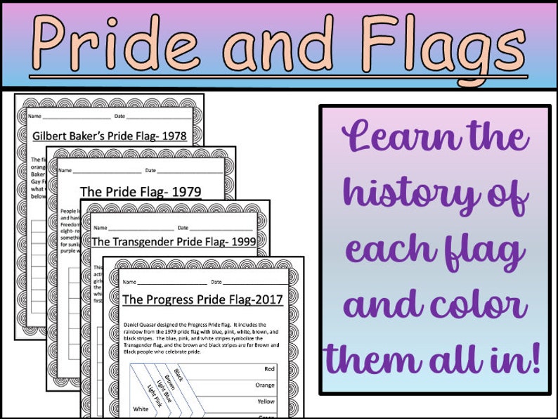 Kids LGBTQ Worksheets History Coloring Pages Flags Elementary LGBTQ ...