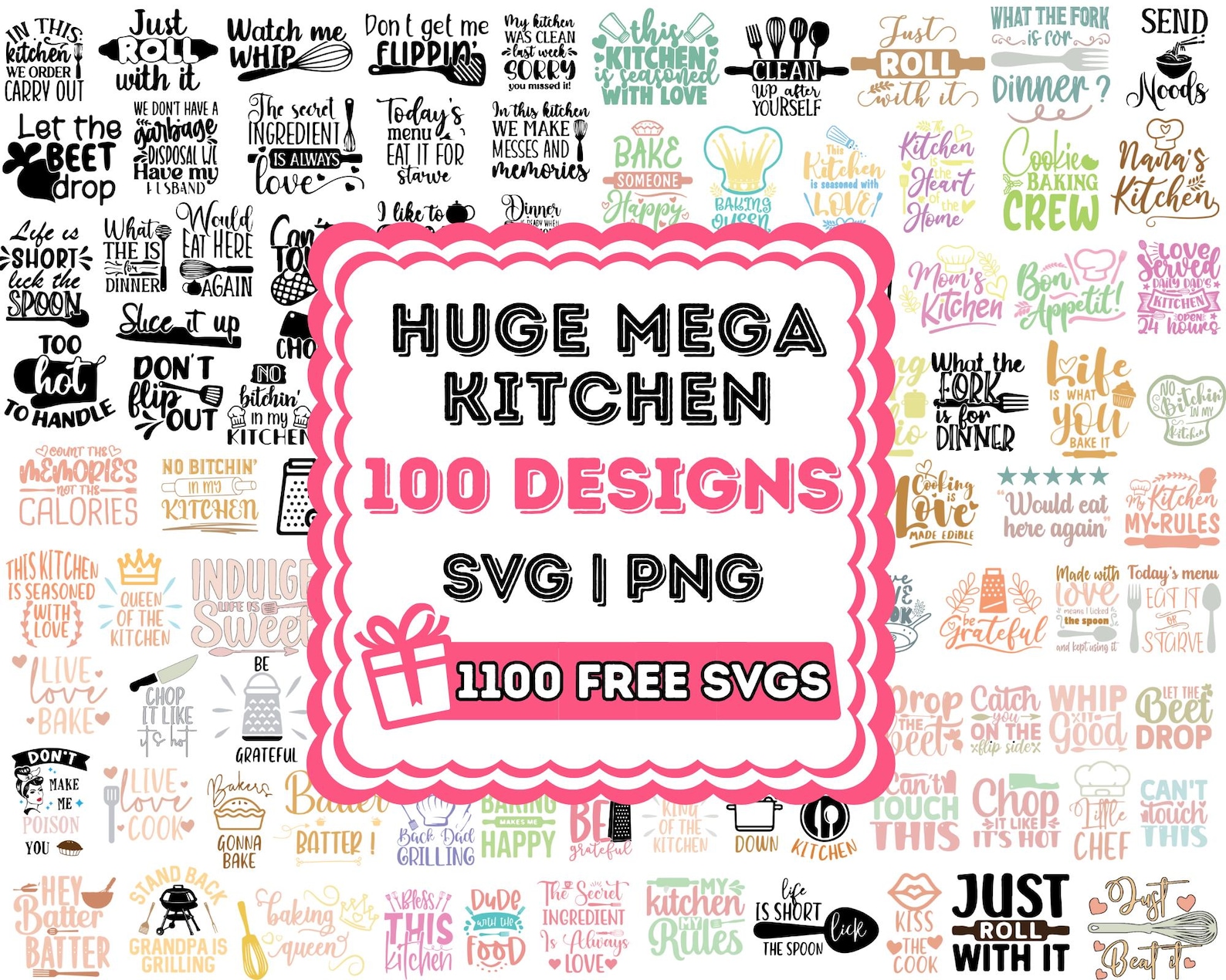 100 Kitchen Svg Bundle, Kitchen Monogram Svg, Baking Svg, Cooking Svg ...