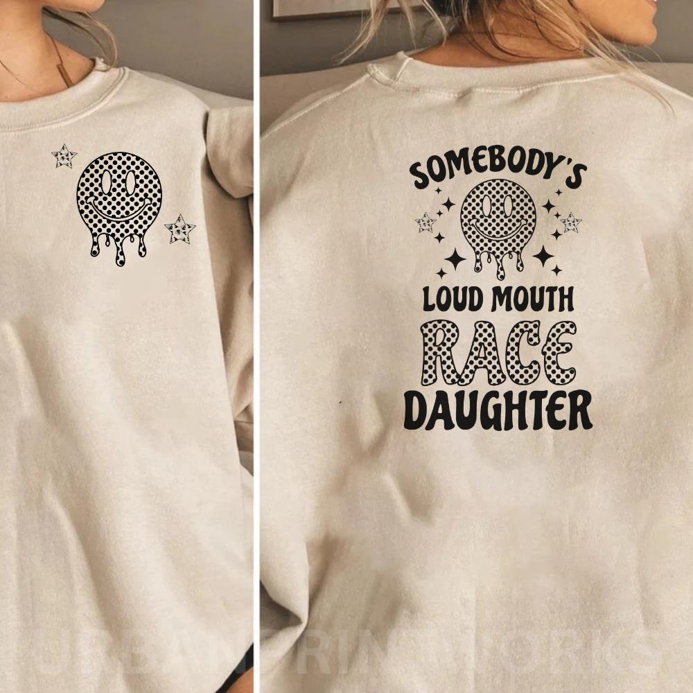 Somebodys Loud Mouth Race Daughter Svg, Wavy Letters Svg, Melting Smile ...