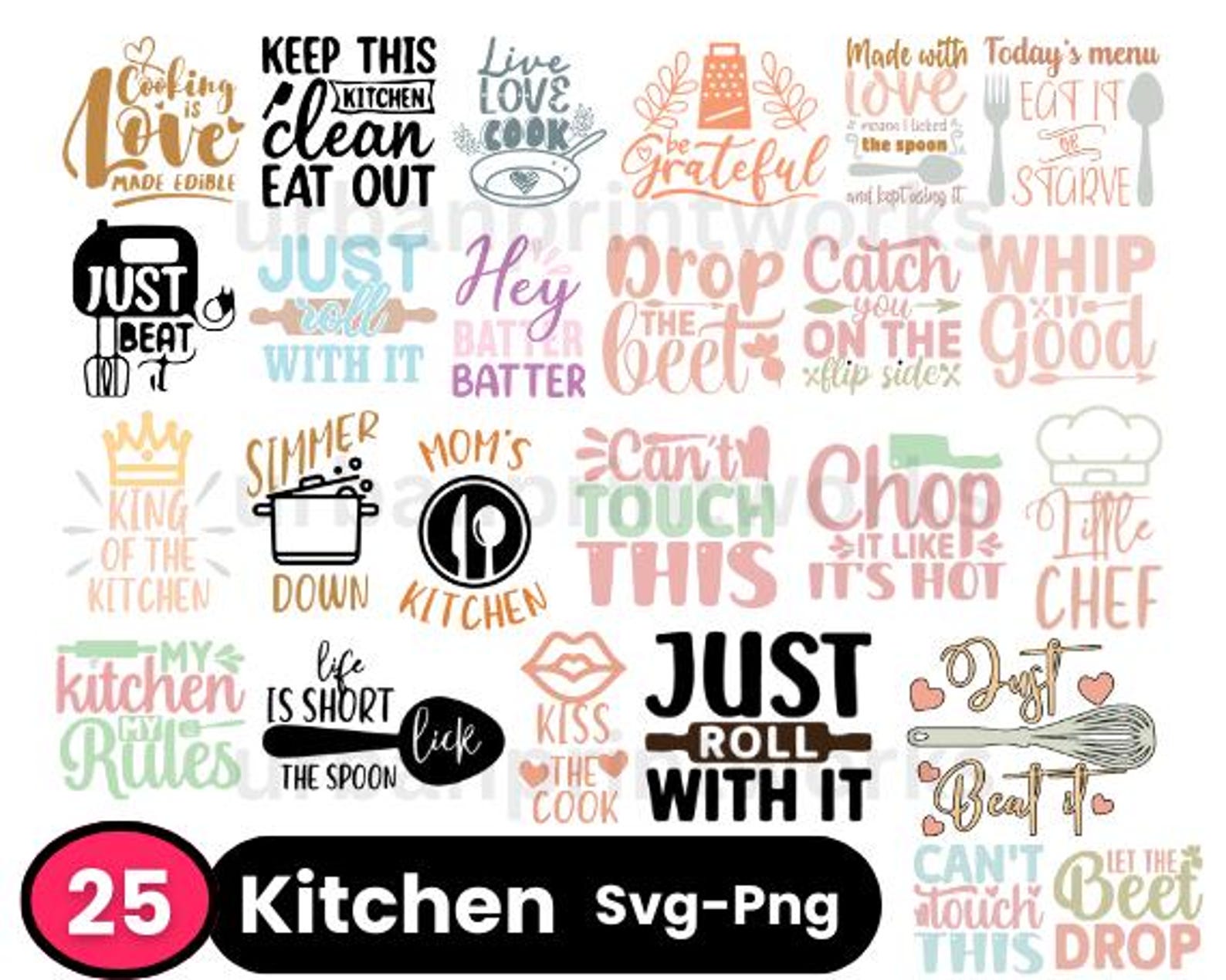 Kitchen Svg Bundle, Kitchen Monogram Svg, Baking Svg, Cooking Svg ...