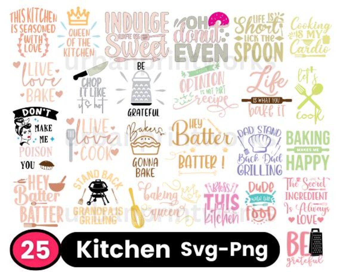 Kitchen Svg Bundle, Kitchen Monogram Svg, Baking Svg, Cooking Svg ...