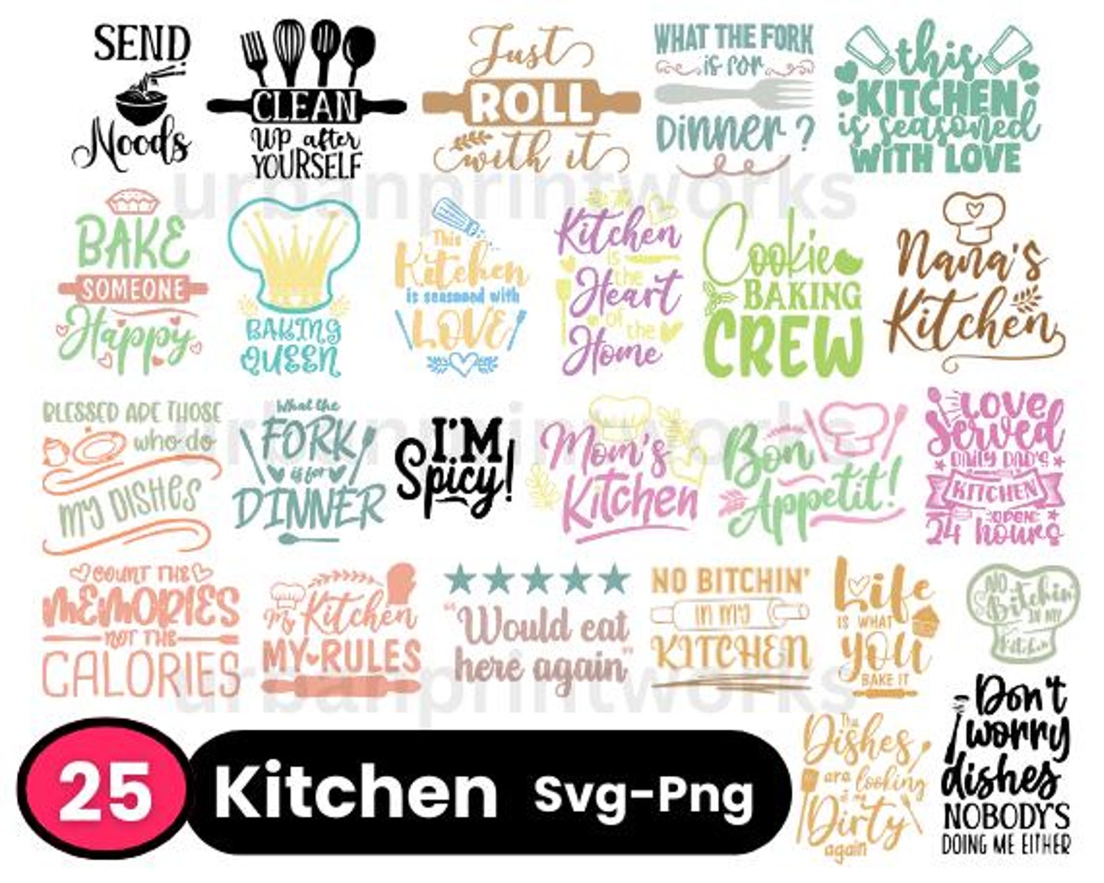 Kitchen Svg Bundle, Kitchen Monogram Svg, Baking Svg, Cooking Svg ...