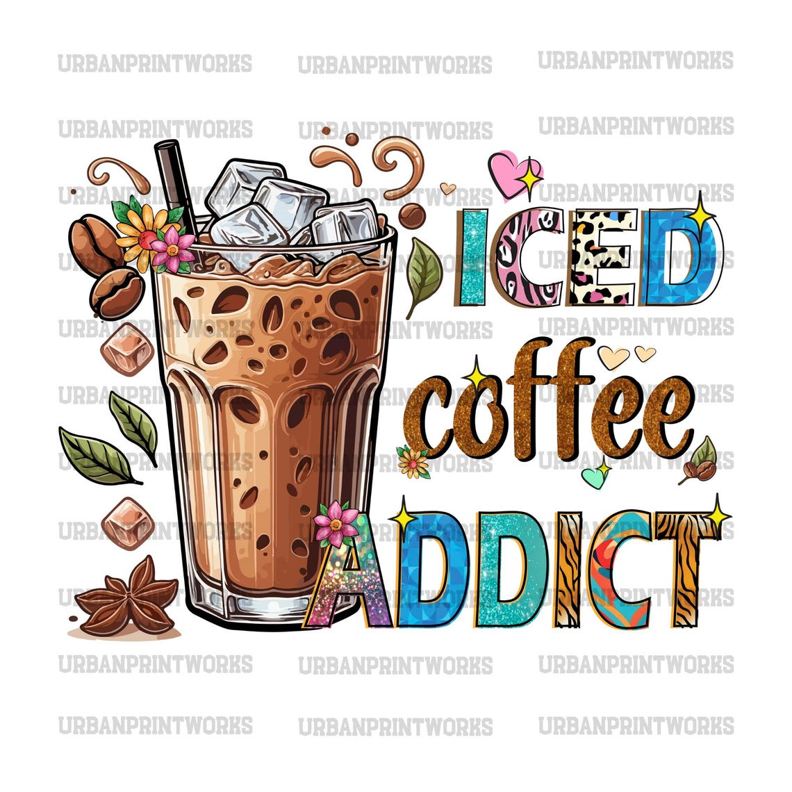 Iced Coffee Addict Png, Coffee Love Png Jpg, Coffee Lovers Png, Coffee ...