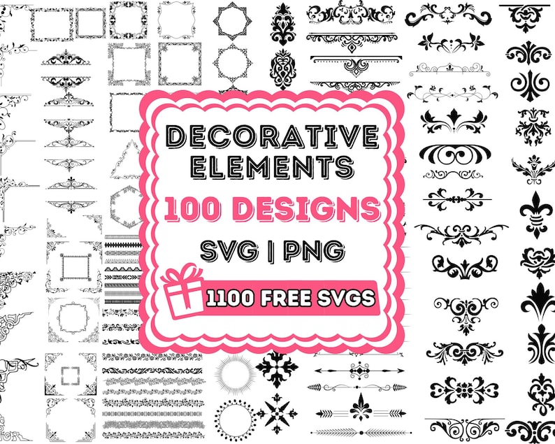 Decorative Elements SVG Bundle, Ornaments Svg, Dividers Borders Svg ...