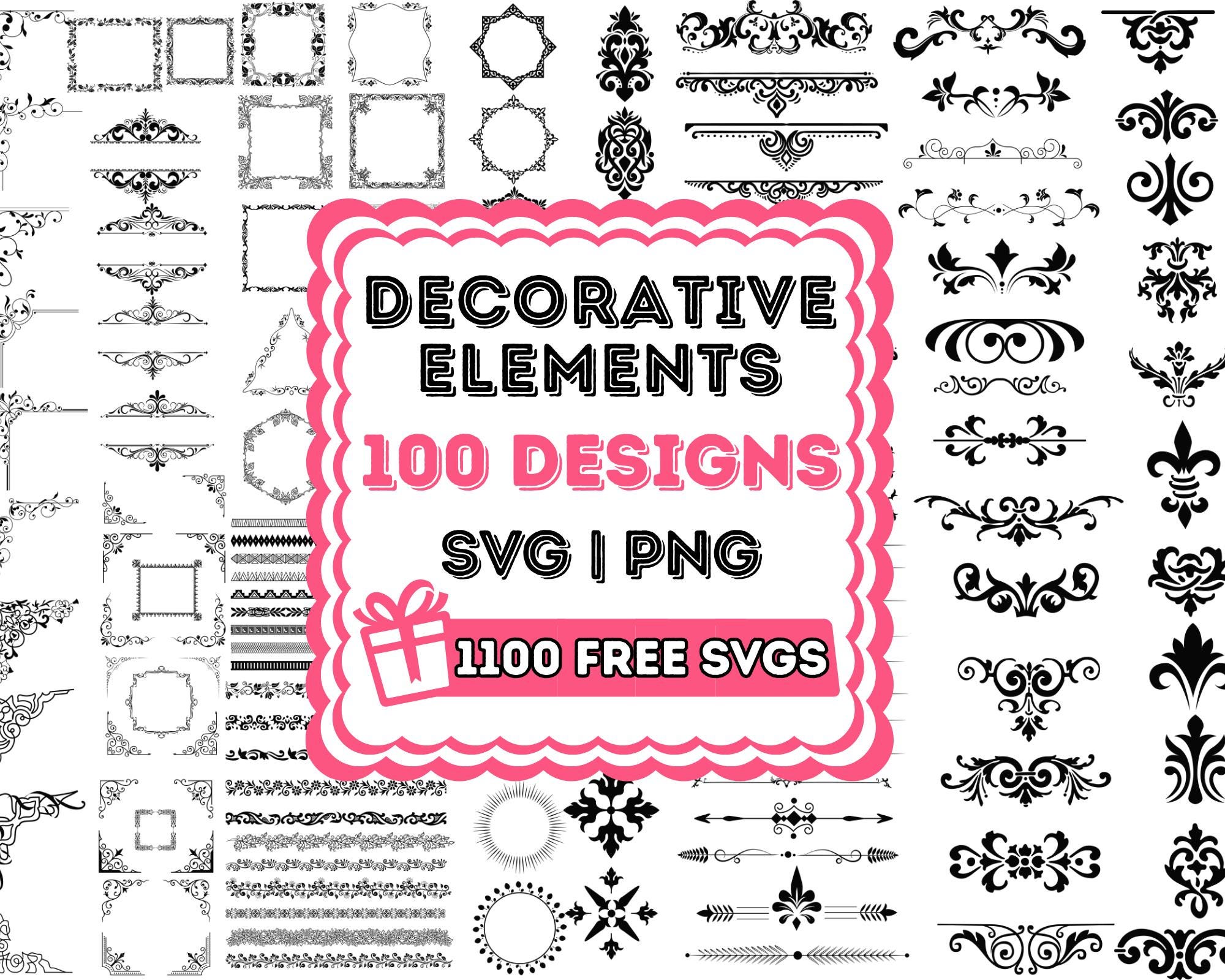 Decorative Elements SVG Bundle, Ornaments Svg, Dividers Borders Svg ...
