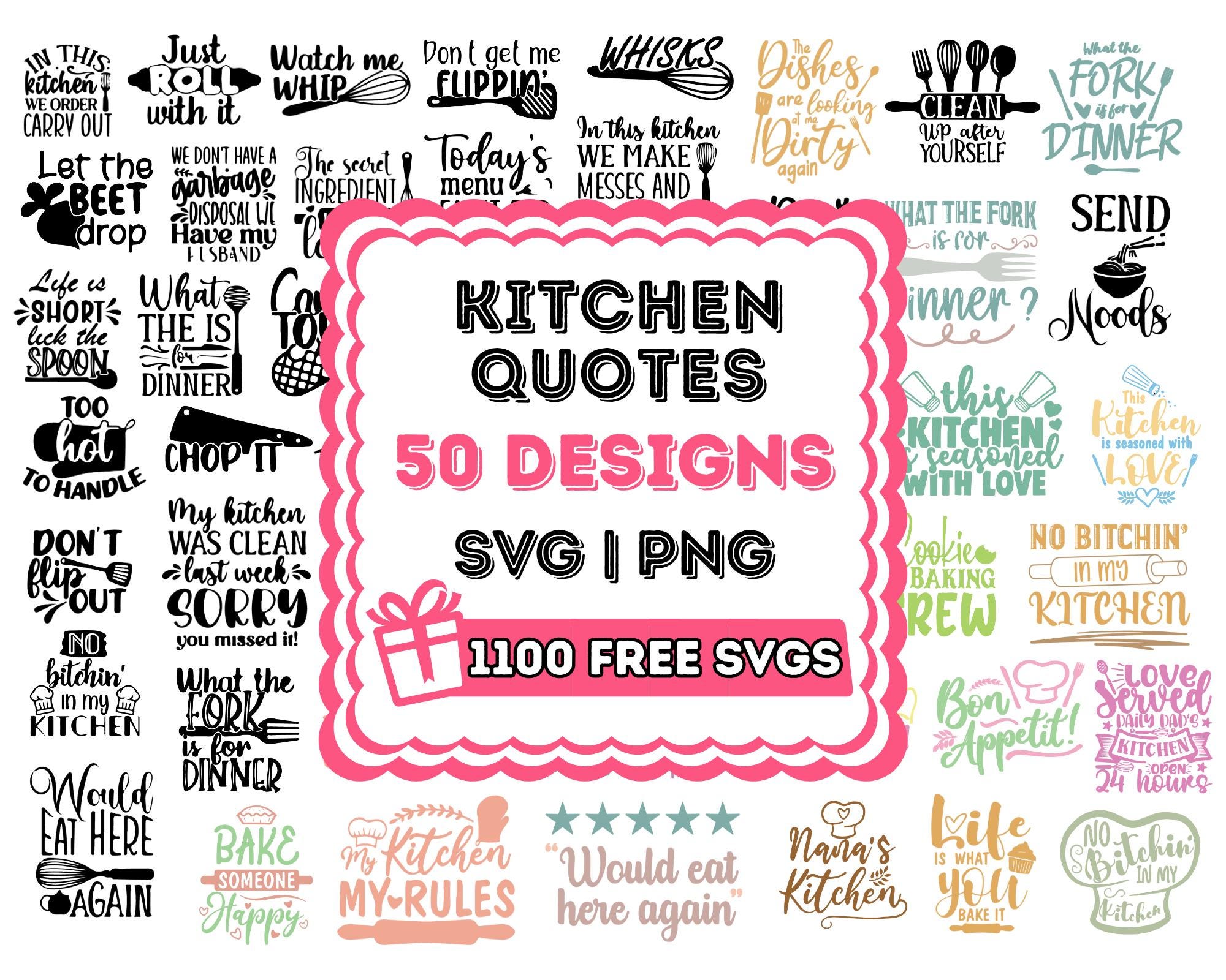 50 Kitchen Svg Bundle, Kitchen Monogram Svg, Baking Svg, Cooking Svg ...