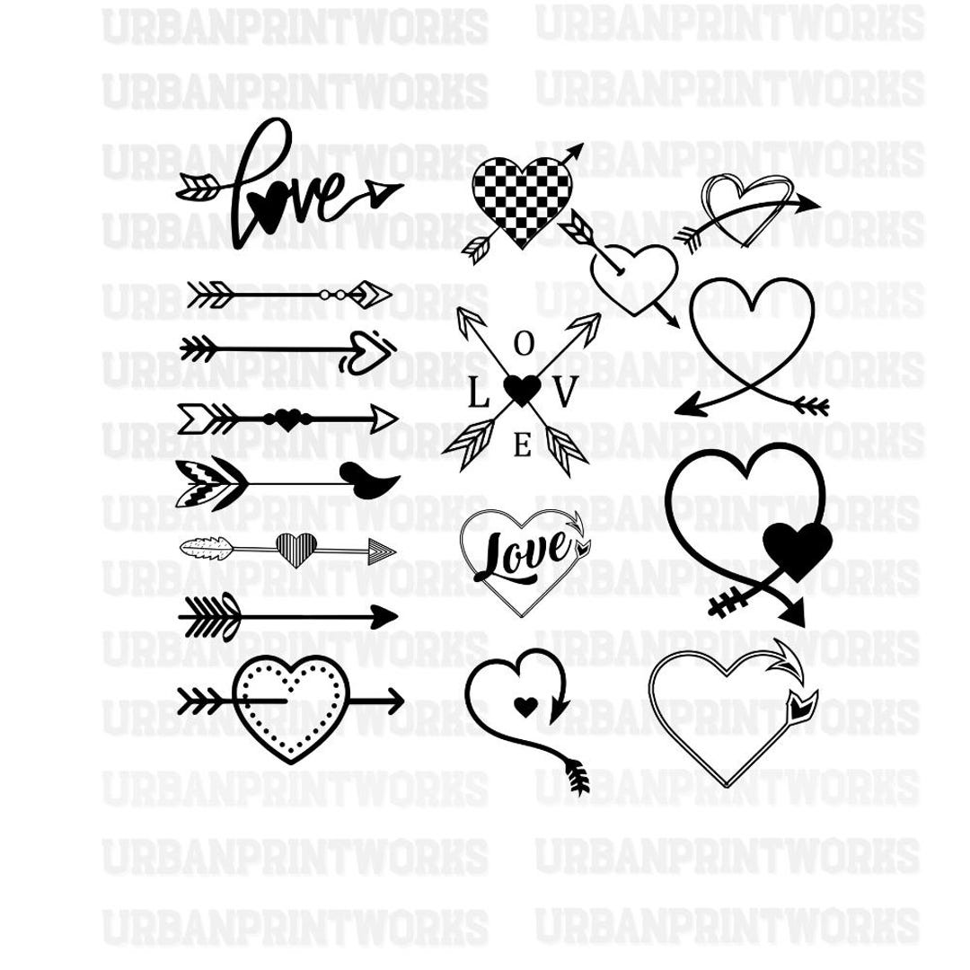 Arrow SVG Bundle, Love Arrows Clipart, Arrow Cut File, Heart Arrow SVG, Valentine Arrows Bundle ...