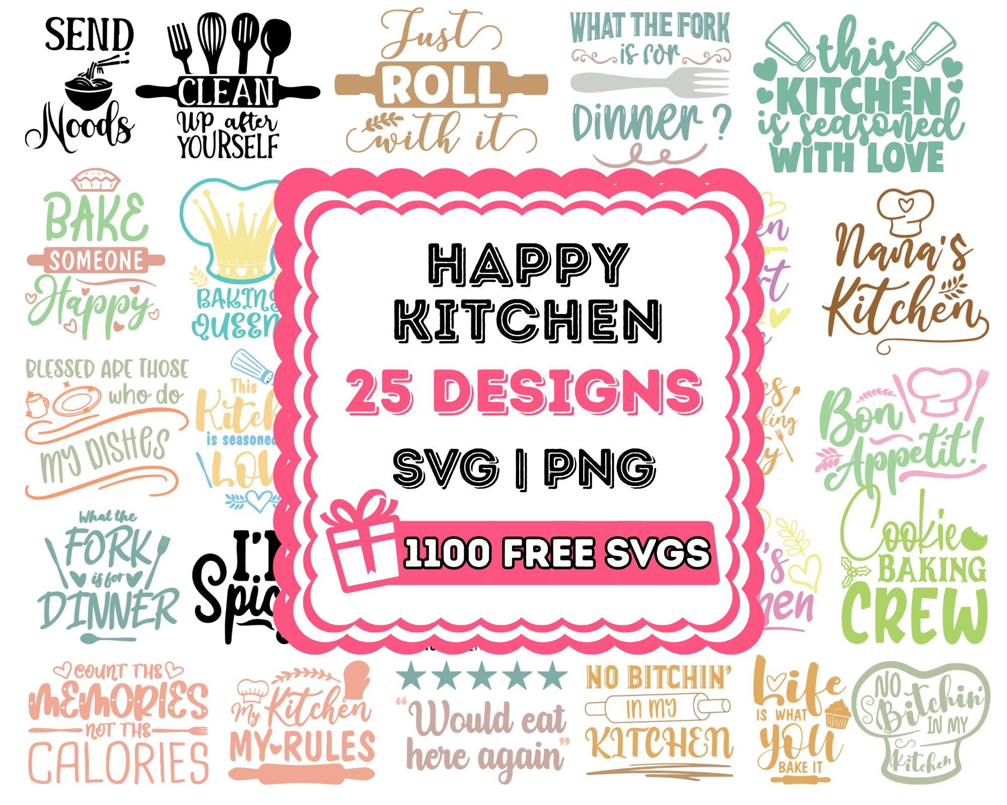 Kitchen Svg Bundle, Kitchen Monogram Svg, Baking Svg, Cooking Svg ...