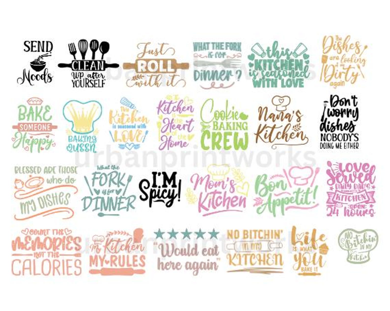 50 Kitchen Svg Bundle, Kitchen Monogram Svg, Baking Svg, Cooking Svg ...