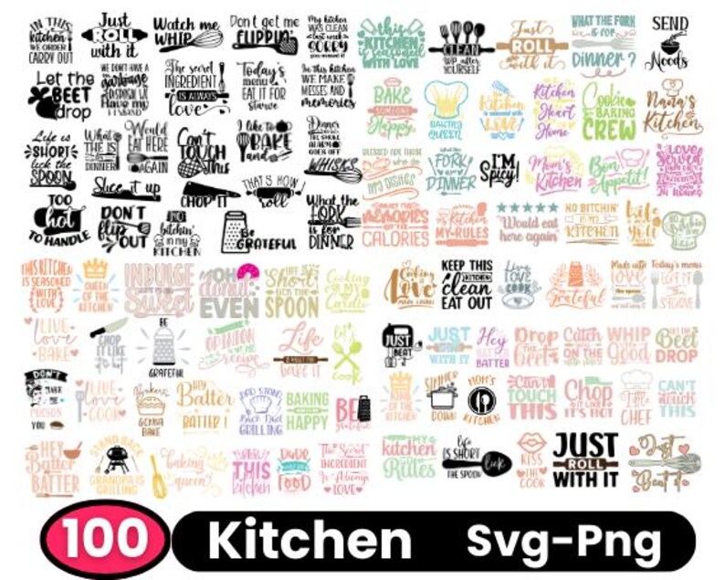 100 Kitchen Svg Bundle, Kitchen Monogram Svg, Baking Svg, Cooking Svg ...