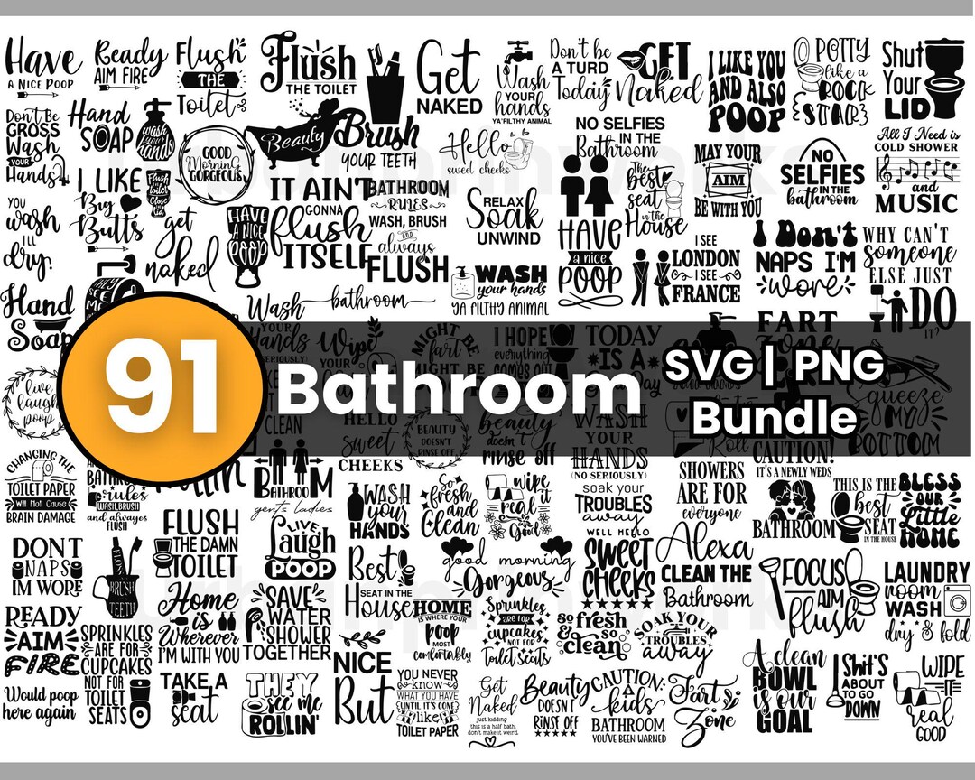 Bathroom Svg, Bathroom Svg Bundle, Bathroom Sign Svg, Washroom Svg ...
