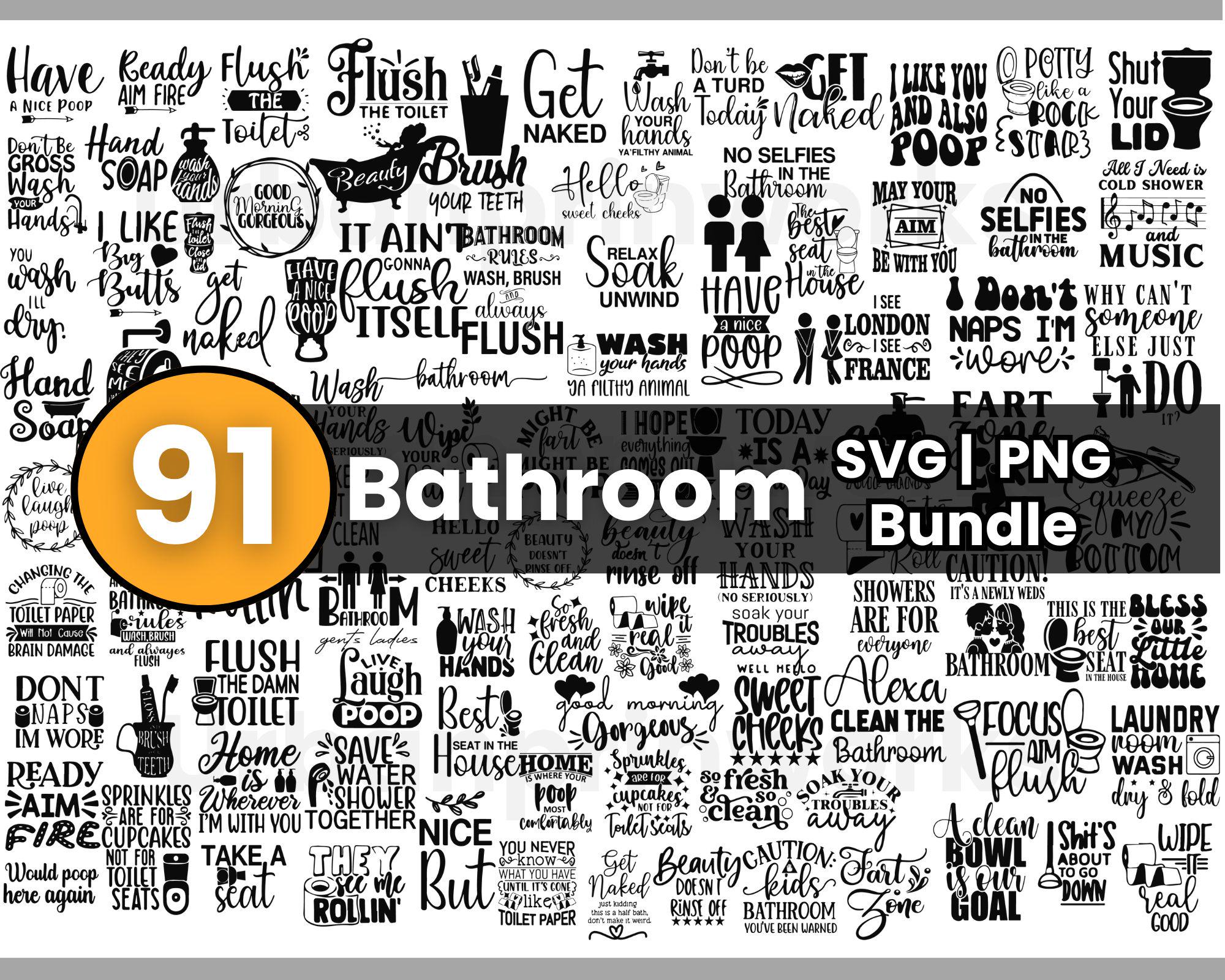 Bathroom Svg, Bathroom Svg Bundle, Bathroom Sign Svg, Washroom Svg ...