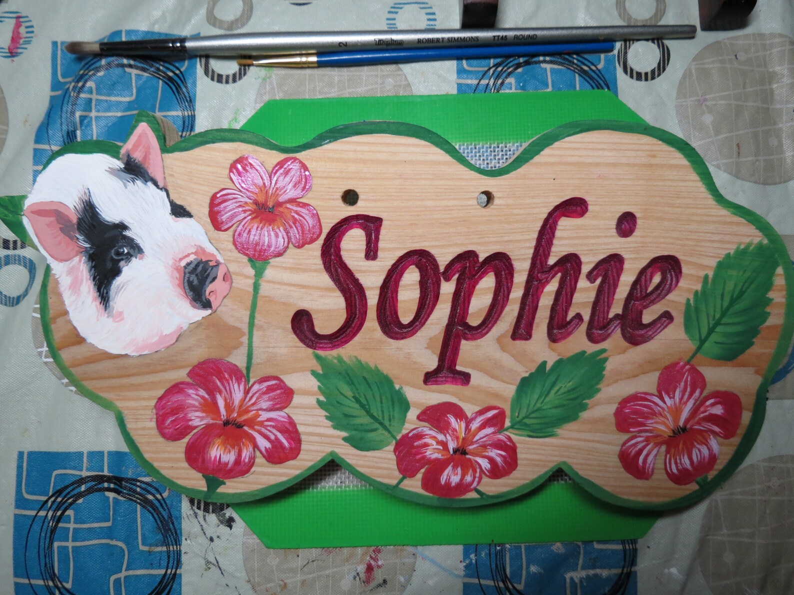Pet Pig Portrait Hand Crafted Personalized Solid Wood Signs Hand ...