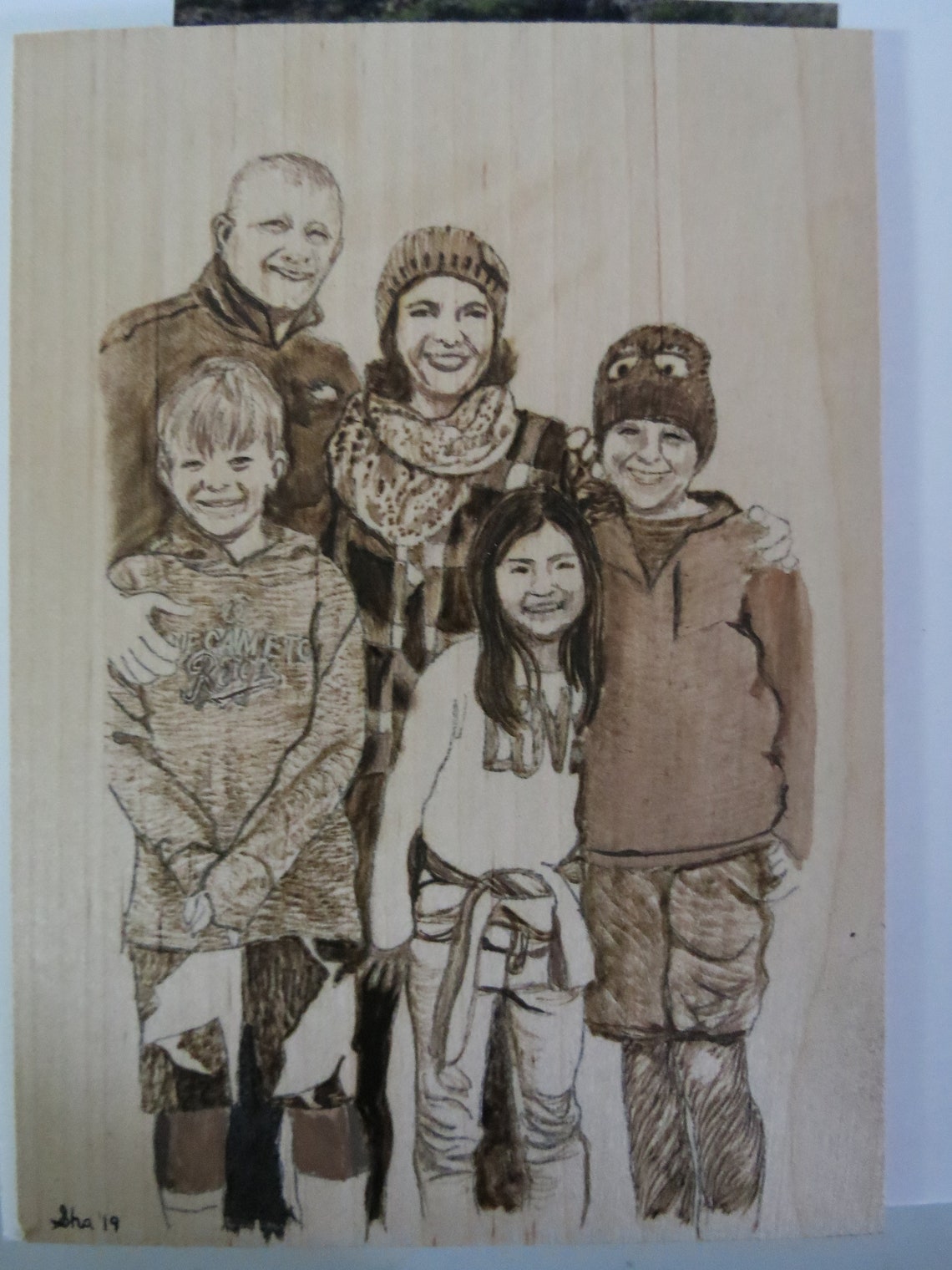 Pyrography Portrait Original Wood Burn Solid Maple Panel Made | Etsy