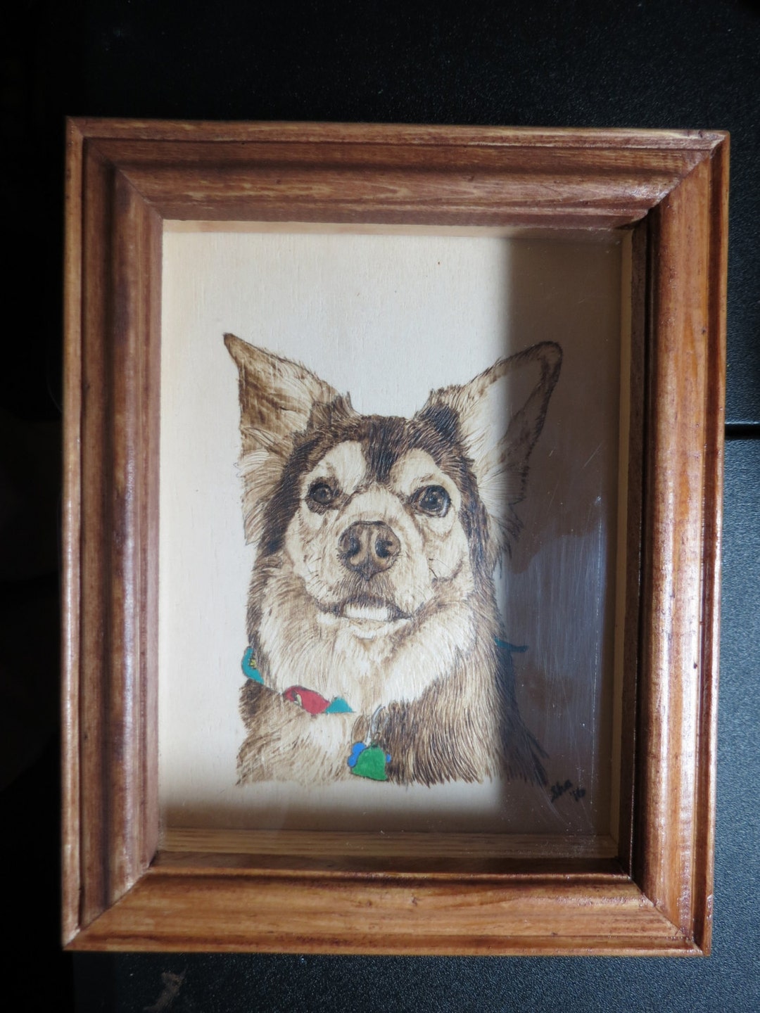 Pet Potrait Wood Burn 3-D Shadow Box Made to Order 7.5" X 5.75" X 2 ...