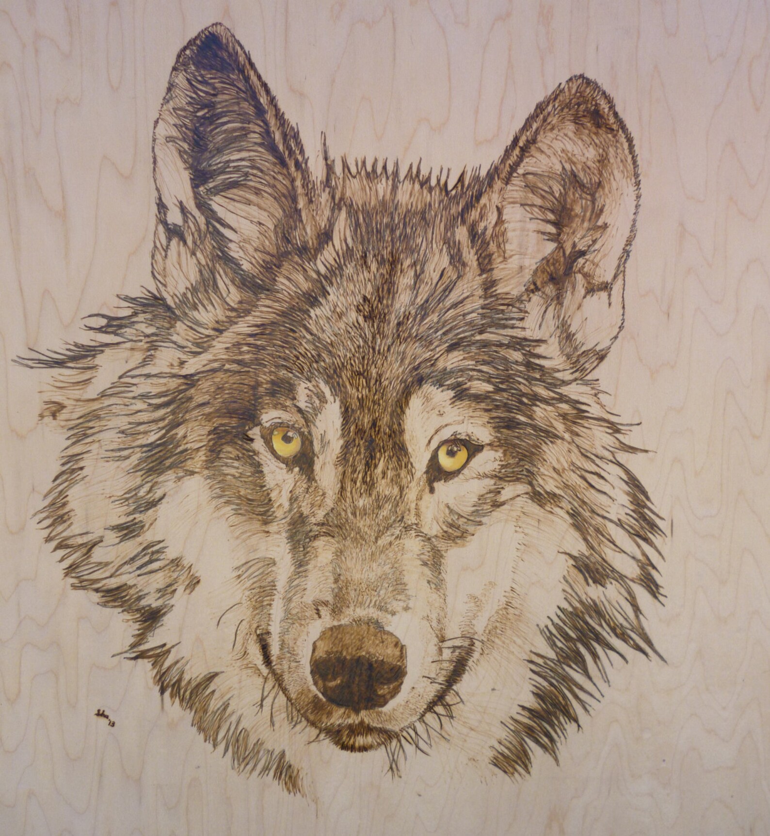 Pyrography Portrait Original Wood Burn Solid Maple Panel Made to Order ...