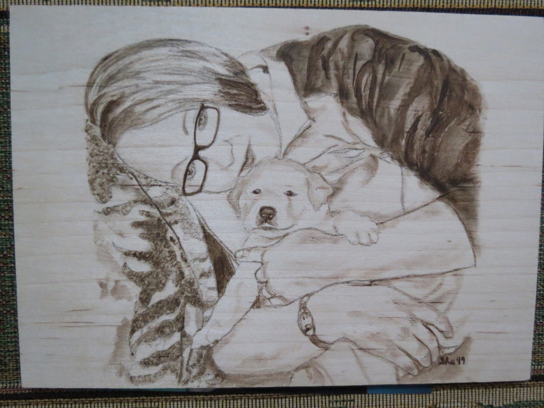 People Portrait Pyrography Wood Burn Art Wall Plaque 5 X 7 Inches Made ...