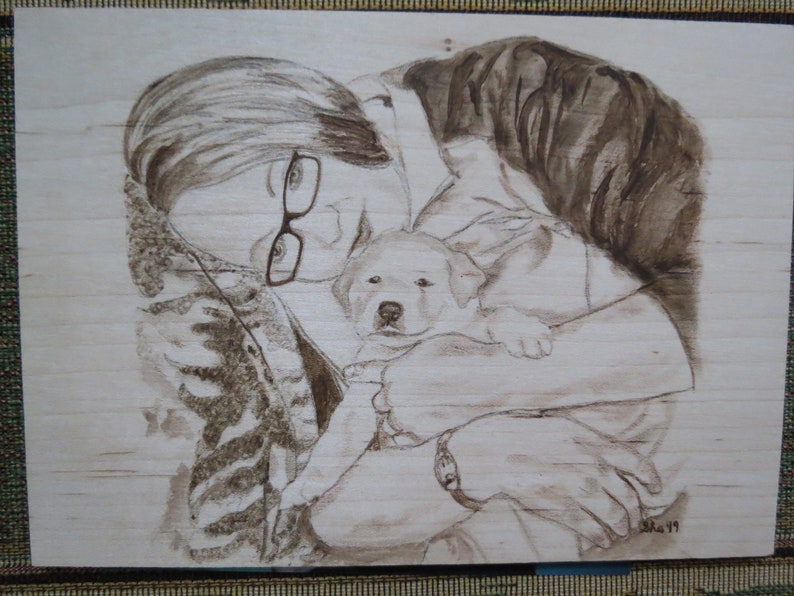 People Portrait Pyrography Wood Burn Art Wall Plaque 5 X 7 | Etsy