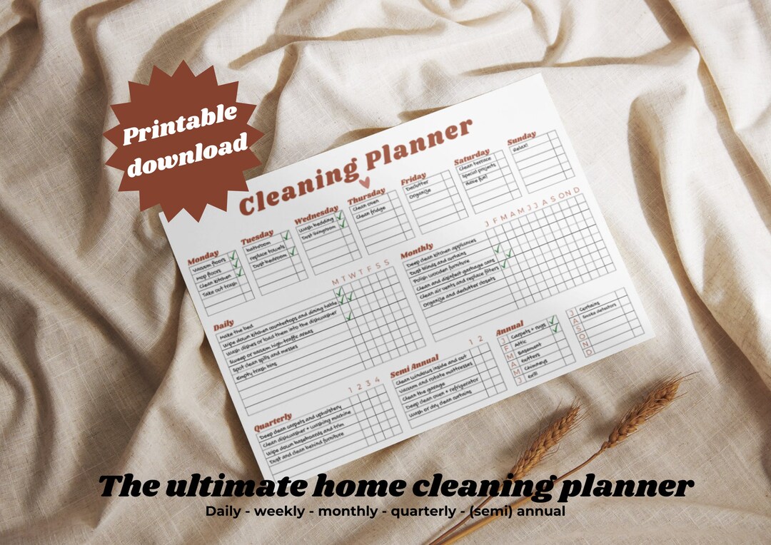 Cleaning Planner - Cleaning Schedule - Home Cleaning Planner - Daily ...