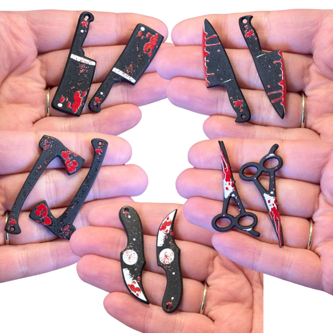 2pcs Bloody Knife, Scissor, Hatchet Charms - Etsy