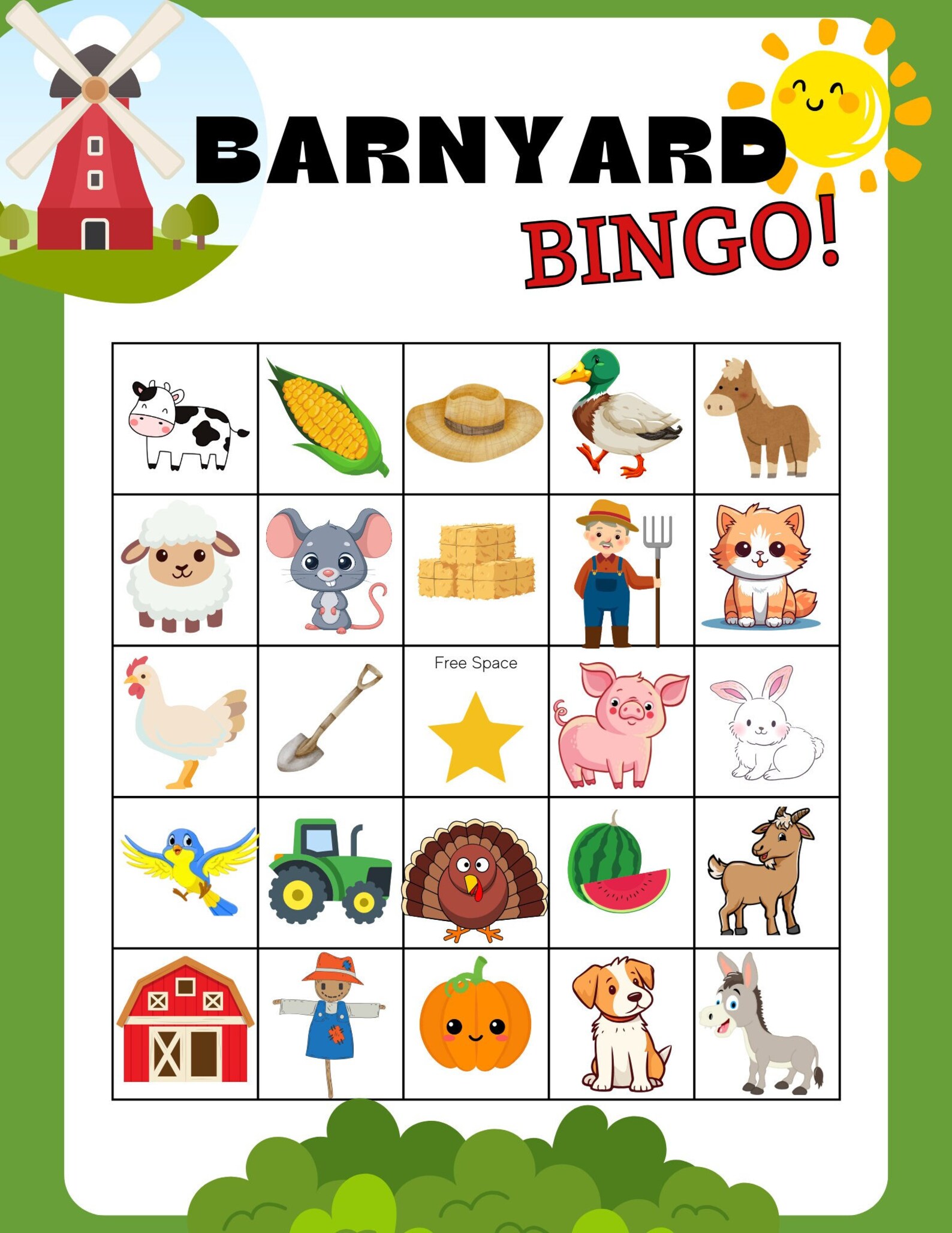 Barnyard Farm Animal Bingo - Etsy