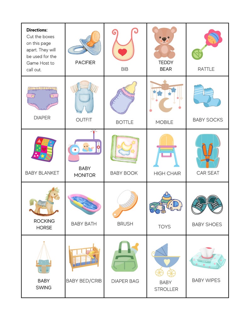Boy Baby Shower Bingo Card - Etsy