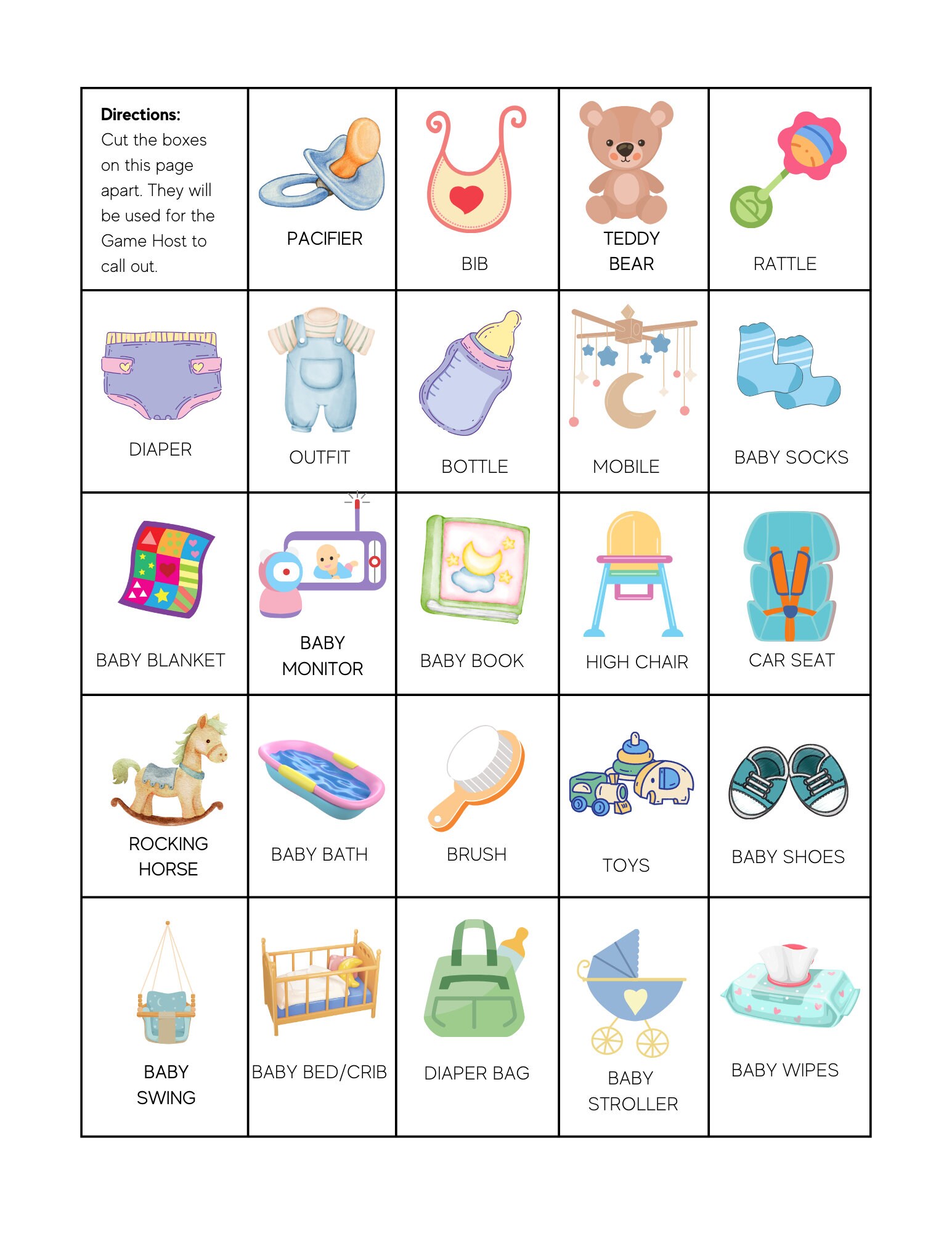 Boy Baby Shower Bingo Card - Etsy