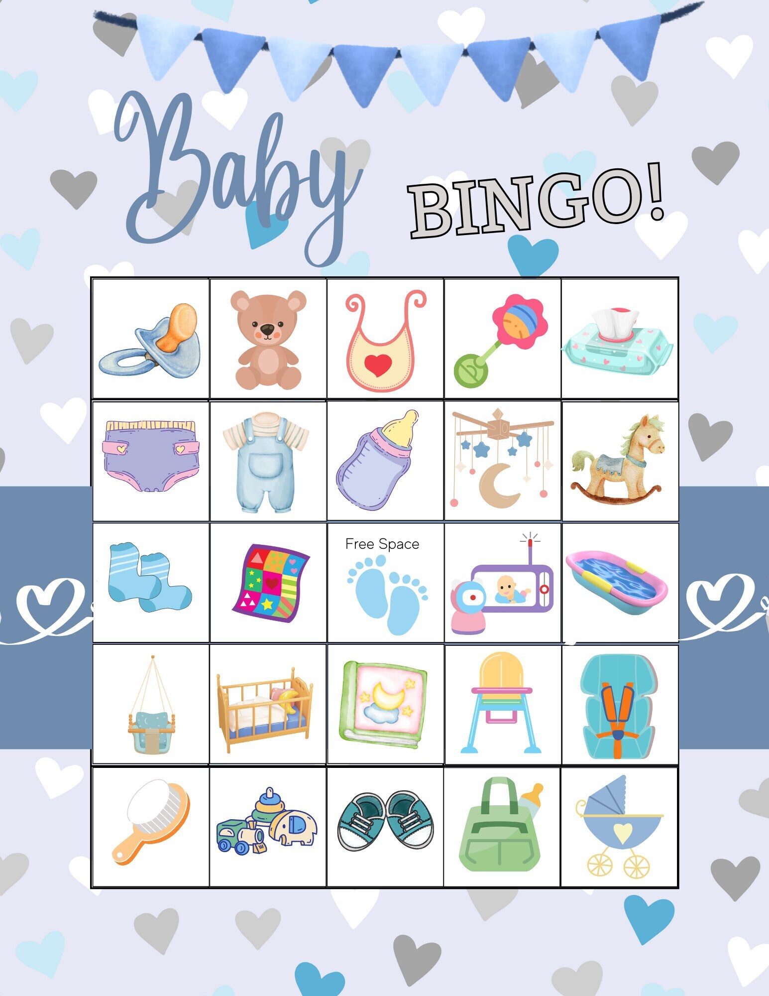 Boy Baby Shower Bingo Card - Etsy
