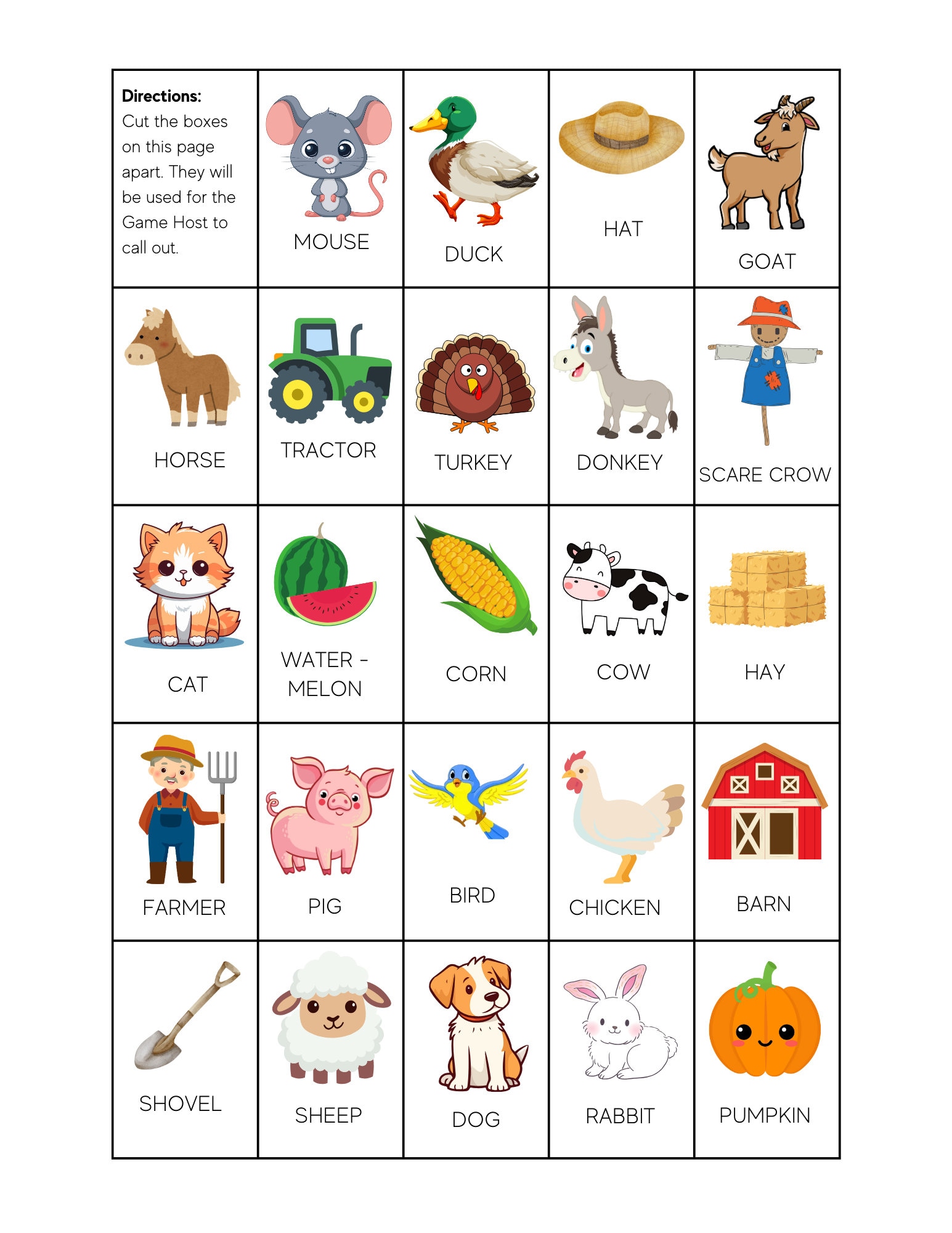 Barnyard Farm Animal Bingo - Etsy