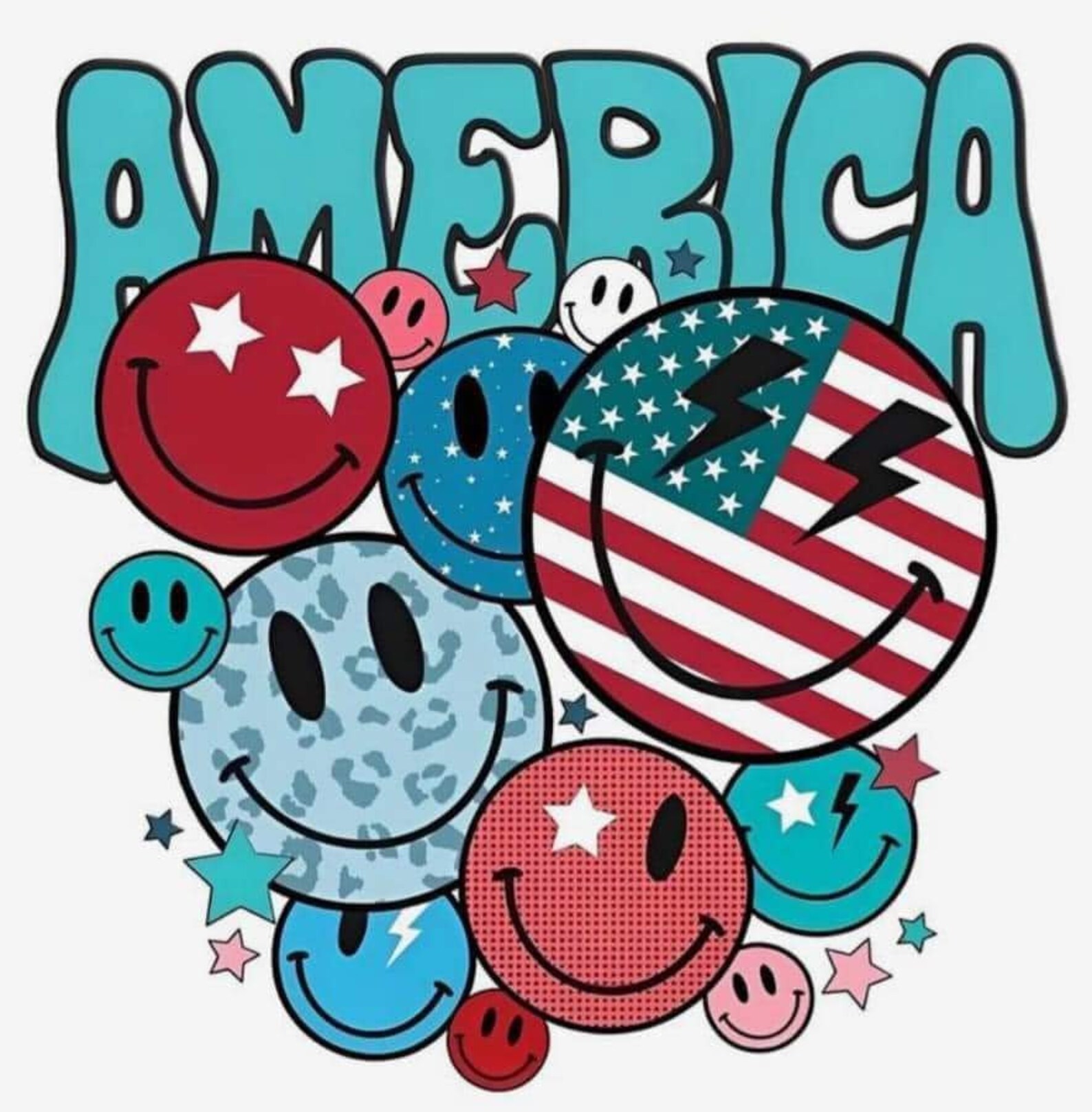 America Smiley Faces - Etsy