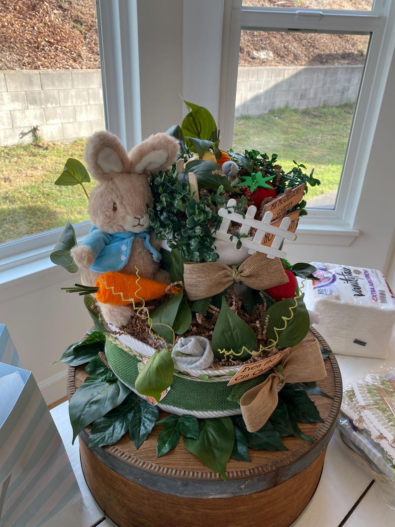 Peter Rabbit Diaper Cake for a Mommy to Be. This Centerpiece is Great ...