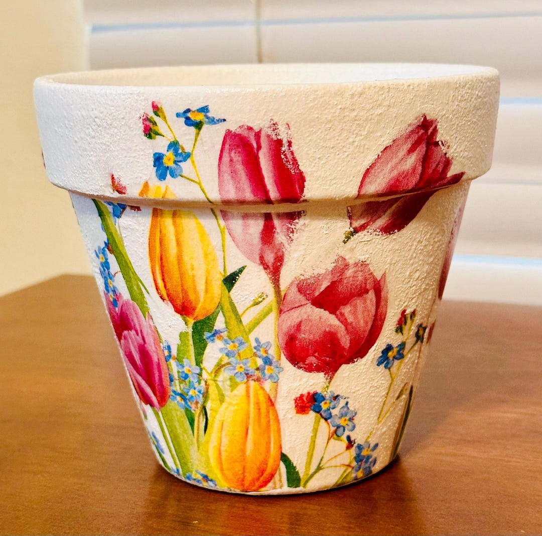 Beautiful Tulip Clay Planter. This is a One of a Kind, Handmade Unique ...