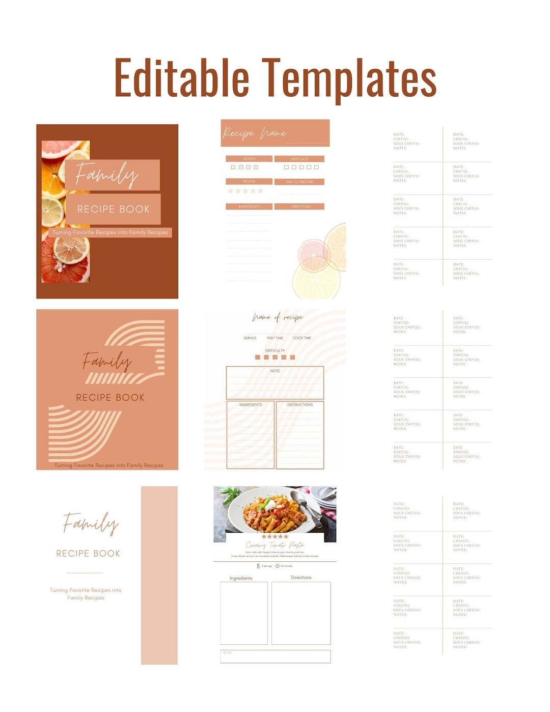 Family Recipe Book Template - Etsy