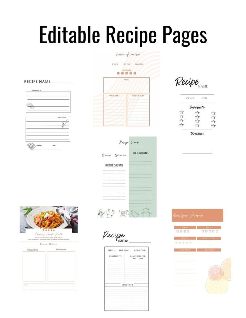 Family Recipe Book Template - Etsy