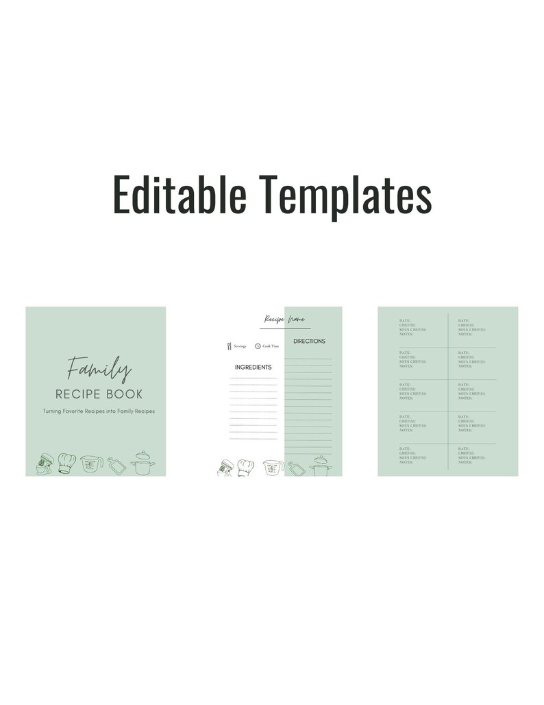 Family Recipe Book Template - Etsy