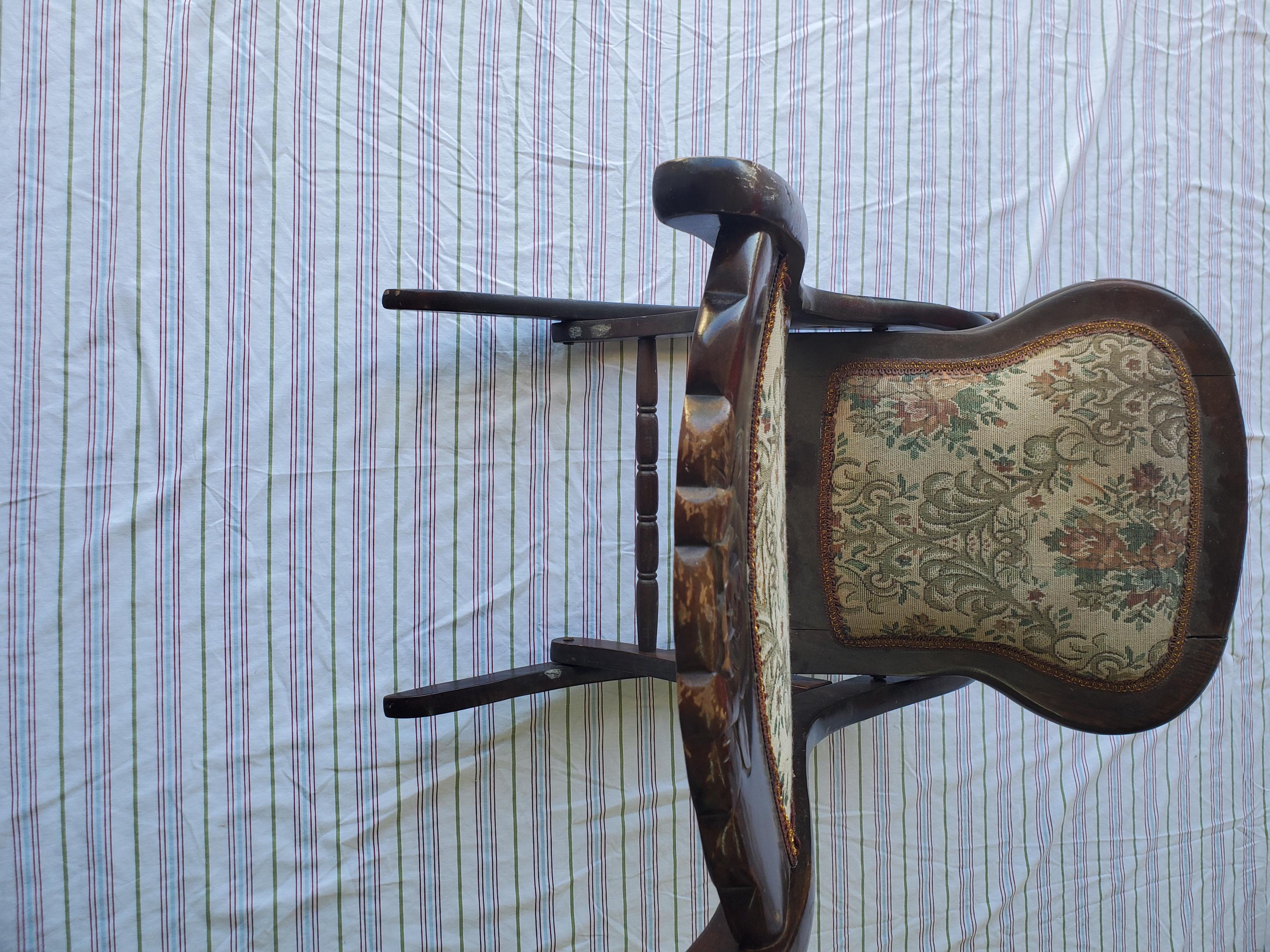 ROCKING CHAIR, Folding Rocking Chair, Dk. Brown Wooden Chair, Padded ...