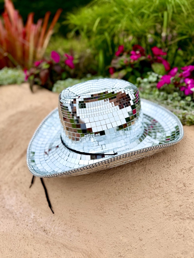 Custom Cowgirl Hat, Disco Ball Decor, Cowboy Hat, Mirror Cowboy Hat ...