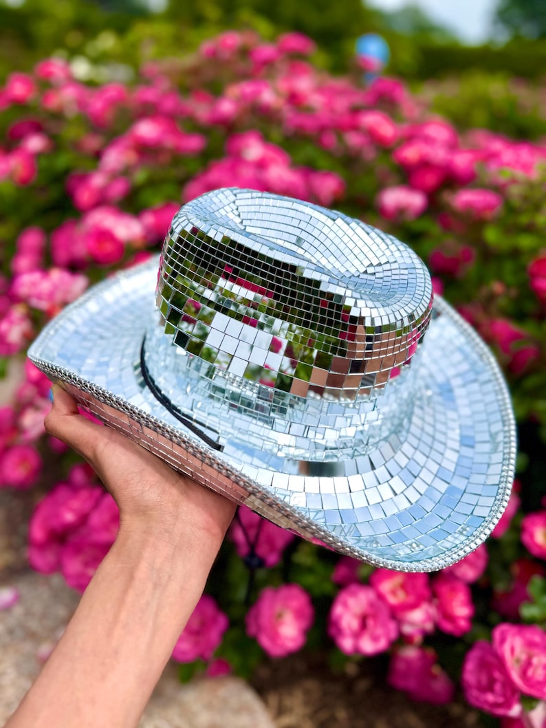 Custom Cowgirl Hat, Disco Ball Decor, Cowboy Hat, Mirror Cowboy Hat ...