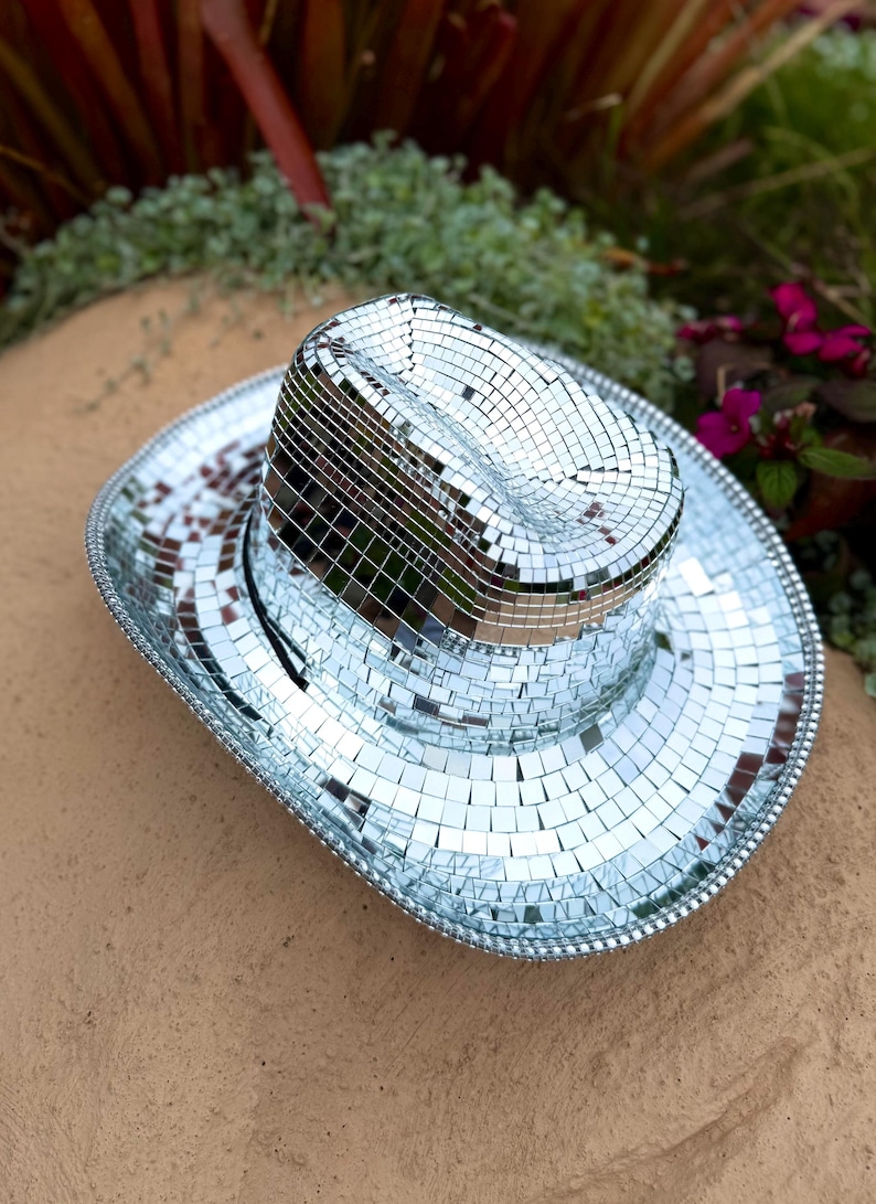 Custom Cowgirl Hat, Disco Ball Decor, Cowboy Hat, Mirror Cowboy Hat ...