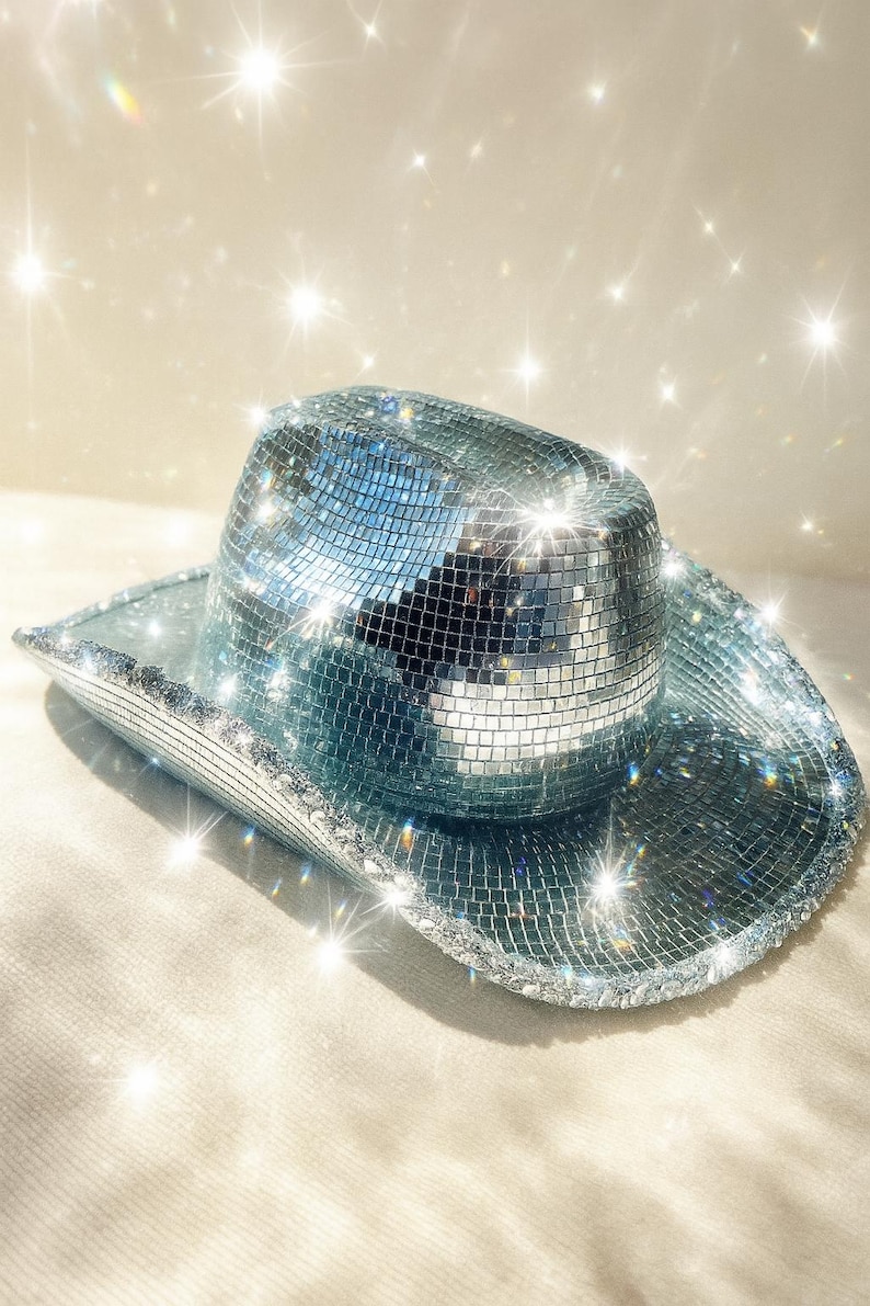 Custom Cowgirl Hat, Disco Ball Decor, Cowboy Hat, Mirror Cowboy Hat ...