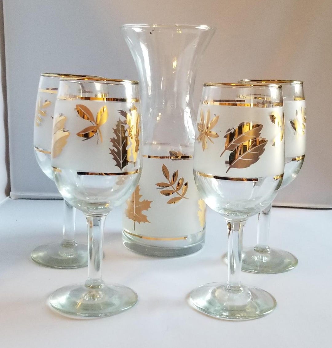 Carafe and 4 Wine Glass Set by Starlyte Inc. With Frosted Glass and ...