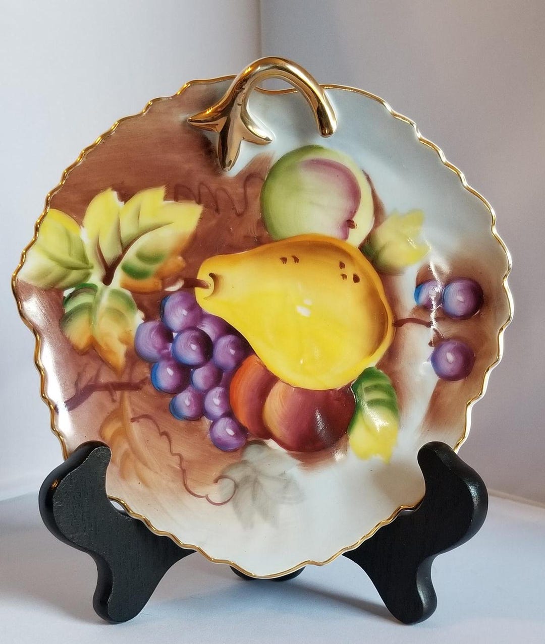 Lefton China Vintage Hand-painted Fruit and Gold Trimmed Plate - Etsy
