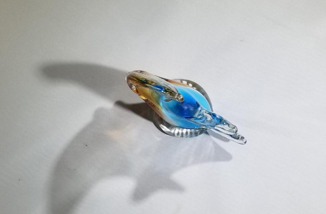 Angel Fish Art Glsss Murano Style Figurine With Blue and Amber Over ...