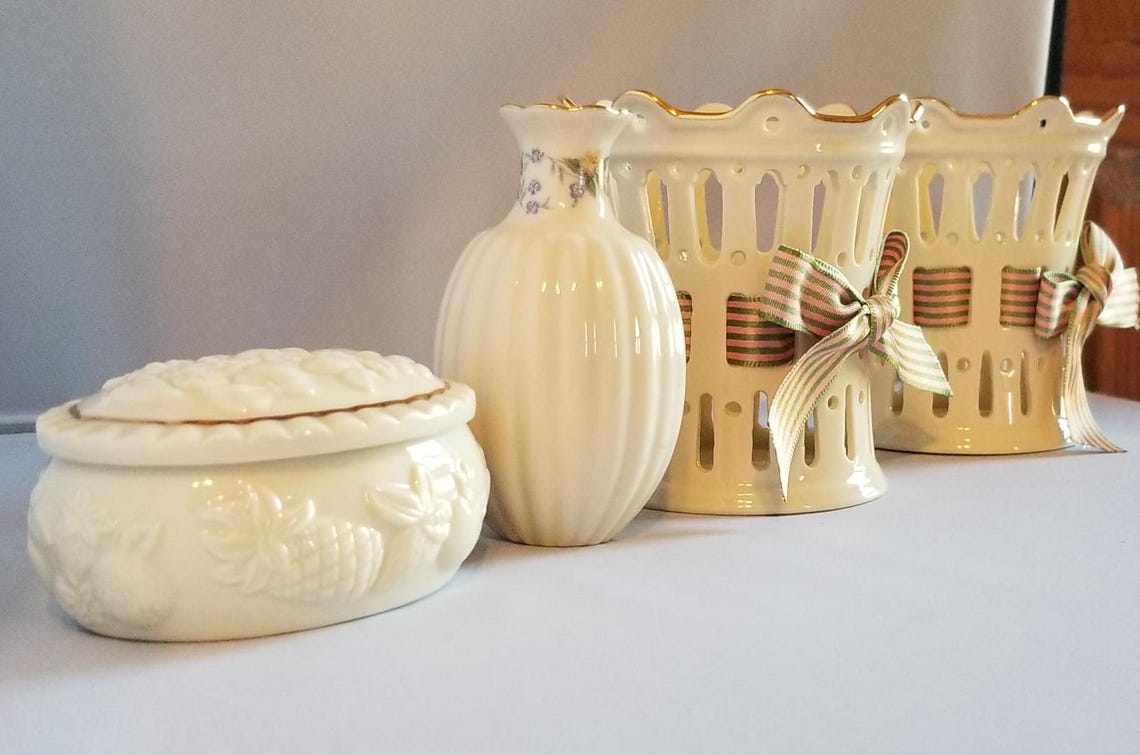 Lenox Items: Cream Colored Gold Trim Delicate Votive Candle Holders ...