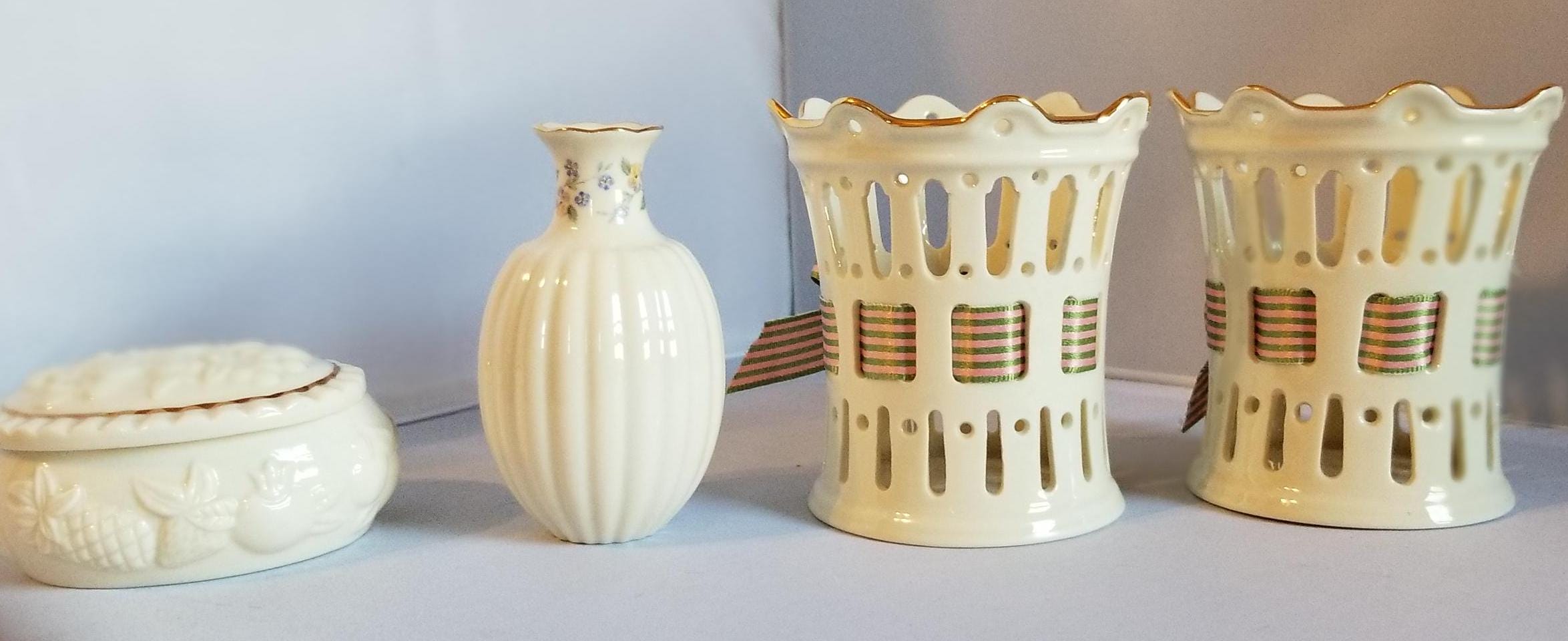 Lenox Items: Cream Colored Gold Trim Delicate Votive Candle Holders ...