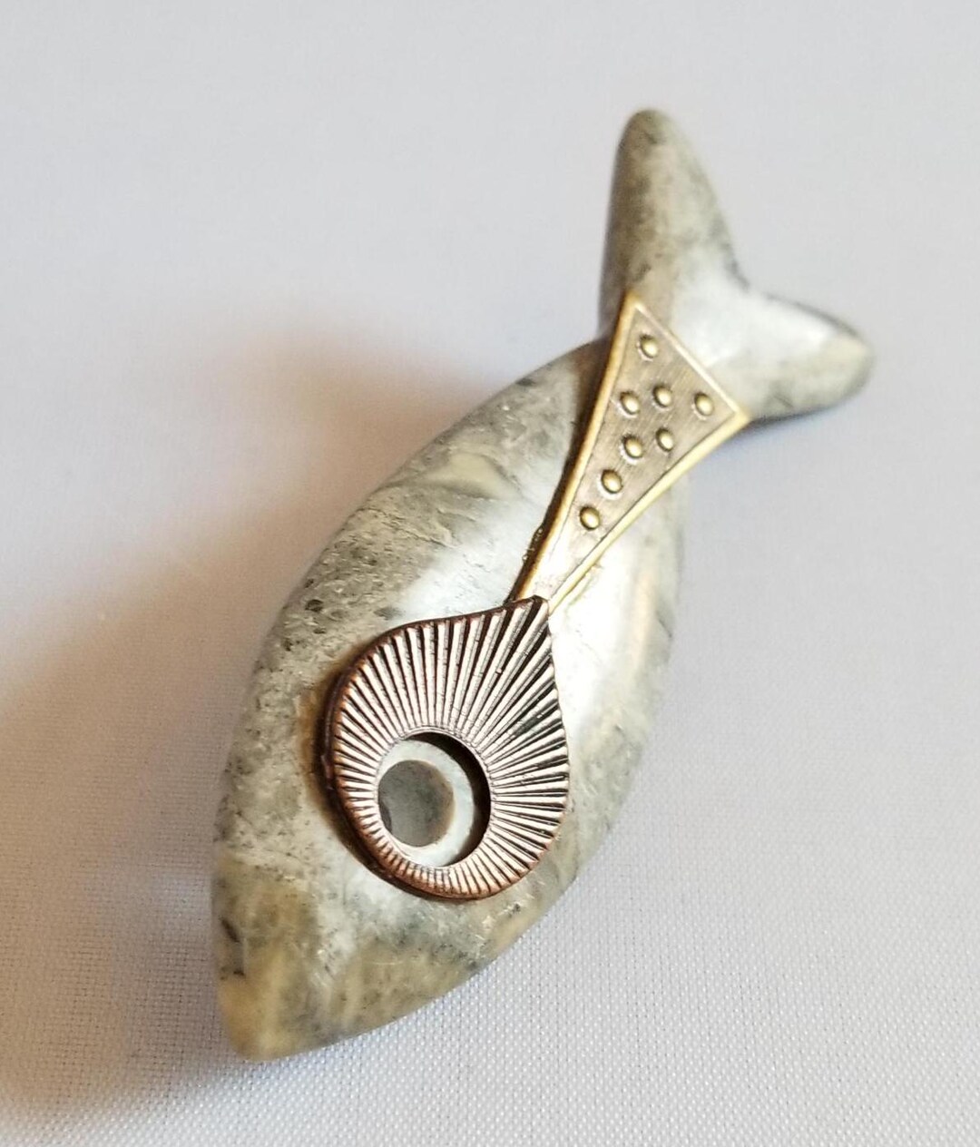Fish Pin Made of Marble and Brass - Etsy