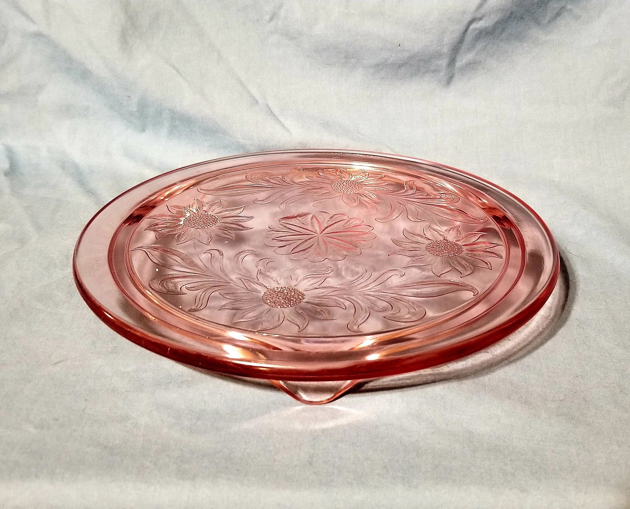 Beautiful Pink Depression Glass Cake Plate - Etsy