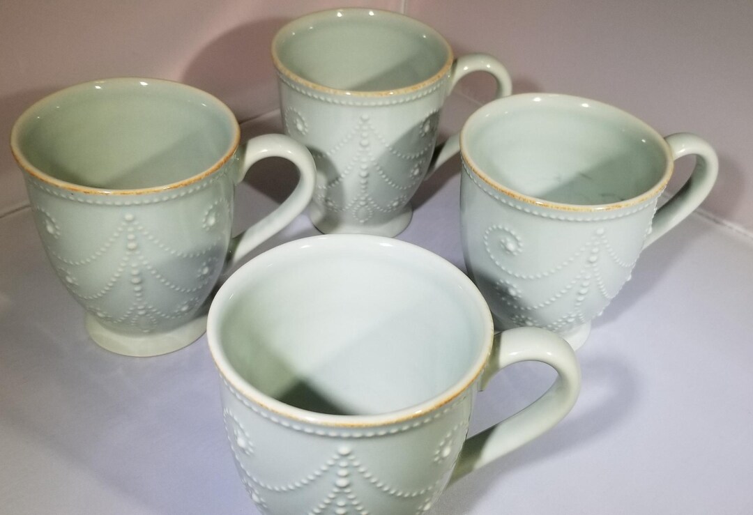 Eloquent Lenox French Perle Ice Blue Coffee Mugs - Etsy