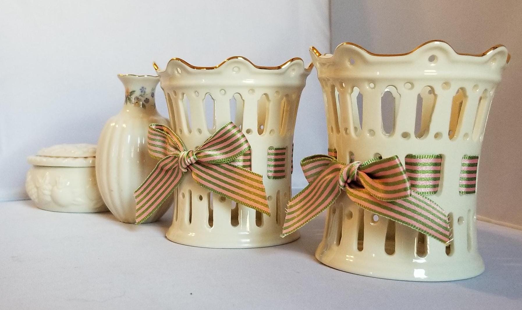 Lenox Items: Cream Colored Gold Trim Delicate Votive Candle Holders ...