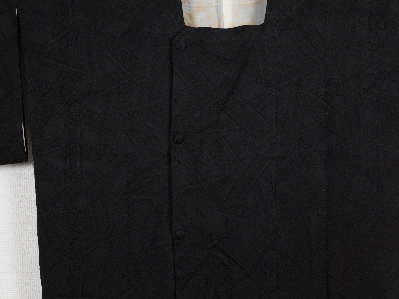 Vintage Black Formal Michiyuki With Embroidered Traditional Obi Pattern ...